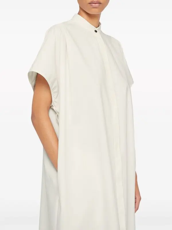 JIL SANDER Collarless Belted Shirt Dress - White