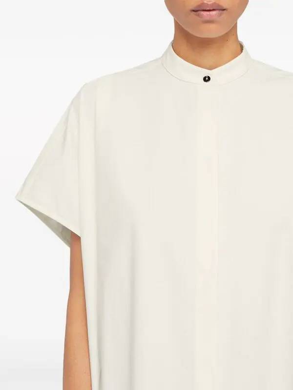 JIL SANDER Collarless Belted Shirt Dress - White