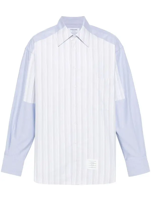 Thom Browne Patchwork Cotton Shirt - Blue