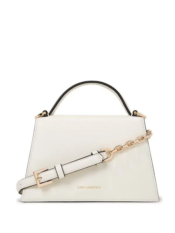 Karl Lagerfeld Small K/signature Leather Cross Body Bag - White