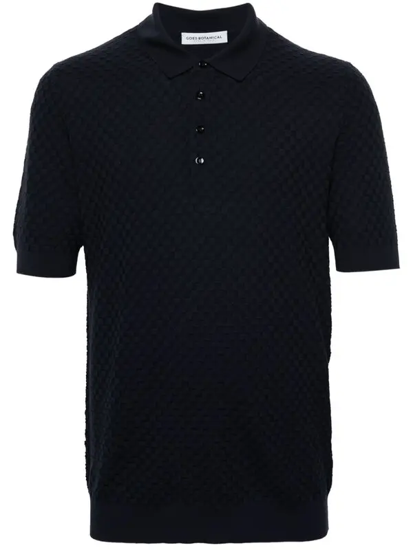 GOES BOTANICAL Interlock Merino Wool Polo Shirt - Blue