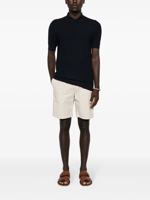 GOES BOTANICAL Interlock Merino Wool Polo Shirt - Blue