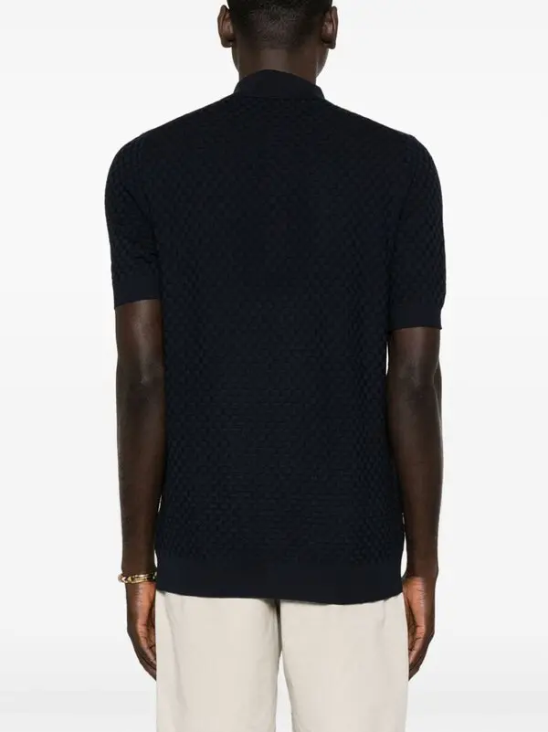 GOES BOTANICAL Interlock Merino Wool Polo Shirt - Blue