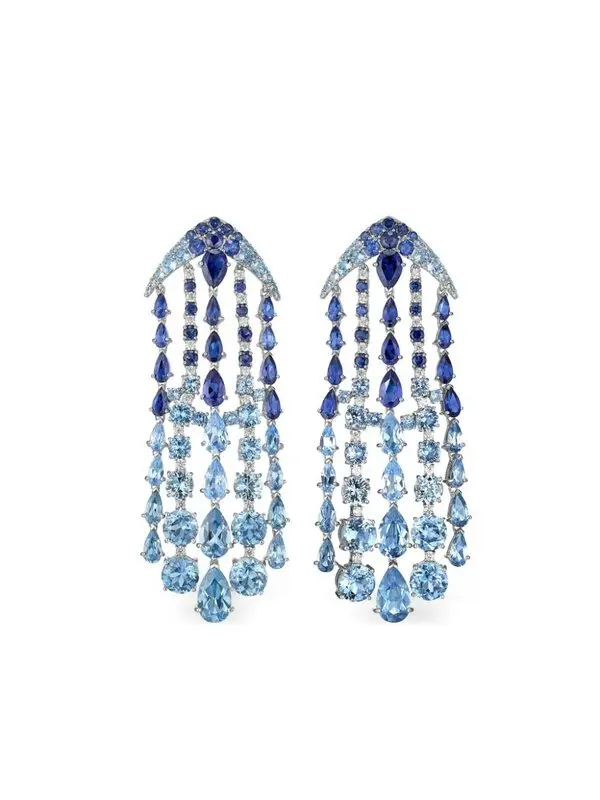 ANABELA CHAN 18kt White Gold Vermeil Multi-stone Waterfall Earrings - Blue