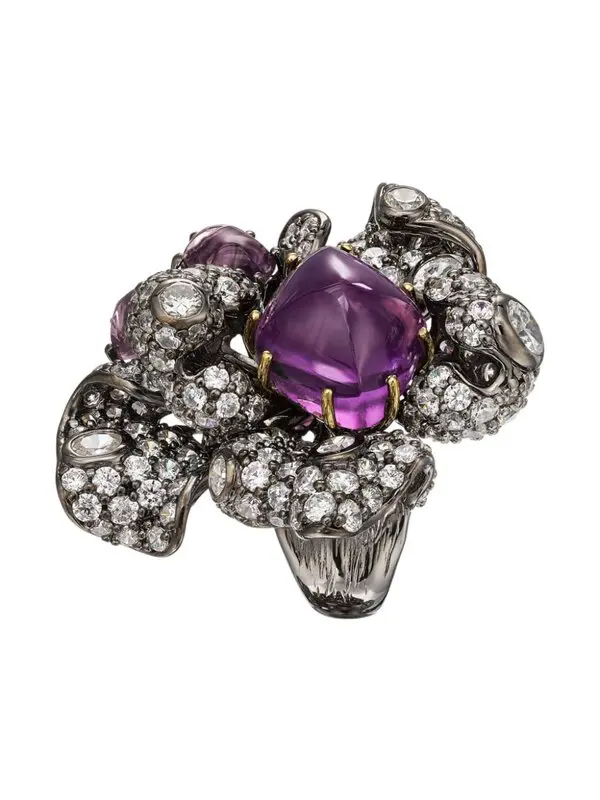 ANABELA CHAN 18kt Gold Vermeil Amethyst Blossom Gemstone Ring - Purple