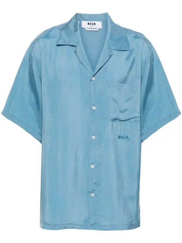 MSGM Camp-collar Satin Shirt