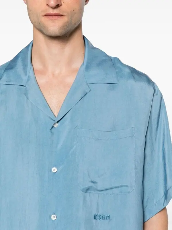 MSGM Camp-collar Satin Shirt