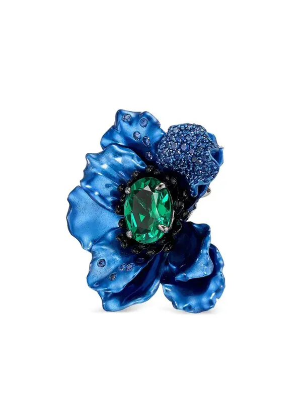 ANABELA CHAN 18kt White Gold Vermeil Poppy Earrings - Blue