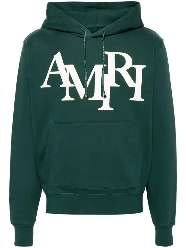 Amiri Logo-appliqué Cotton Hoodie - Green