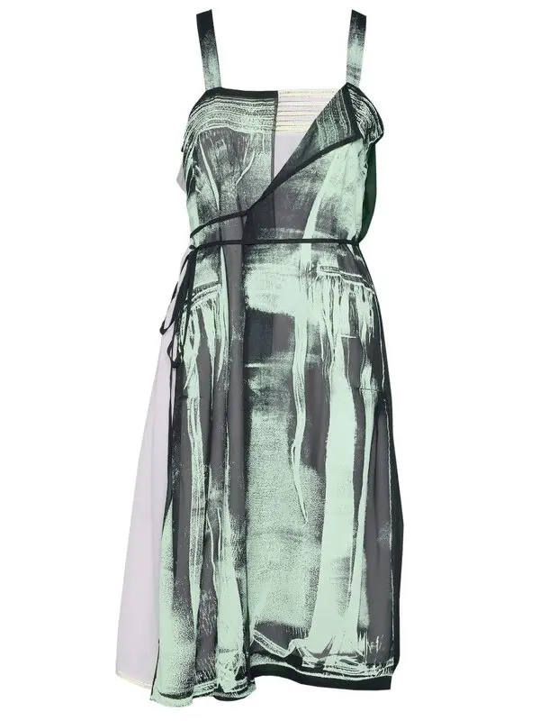 Maison Margiela Freeze-Frame Silk Dress - Green - 49% Off | Editorialist