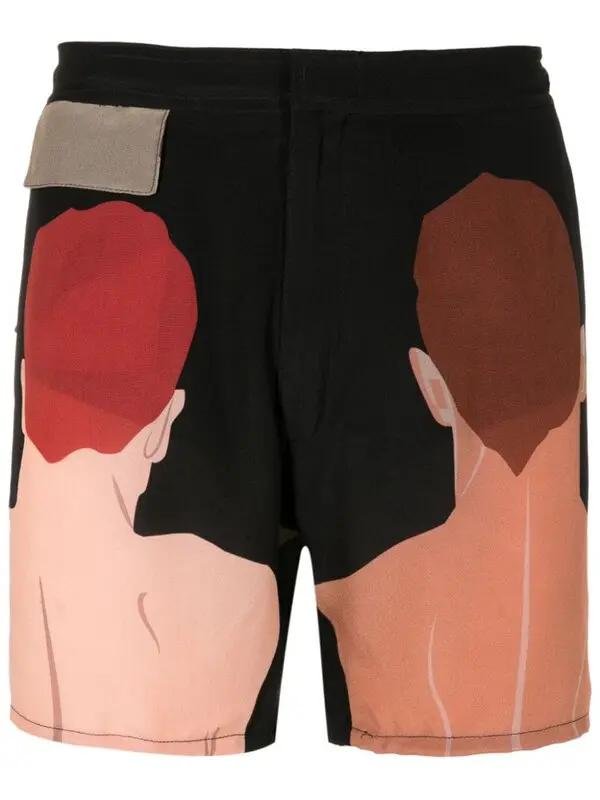 AMIR SLAMA Graphic-print Silk Shorts