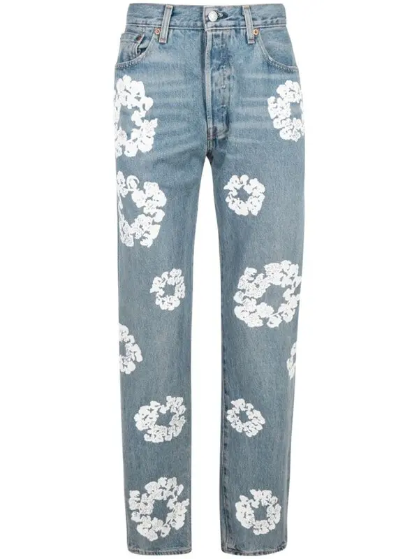 DENIM TEARS X Levi's Wreath Print Straight-leg Jeans