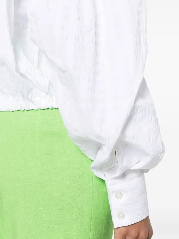 MSGM Drawstring-hem Seersucker Shirt