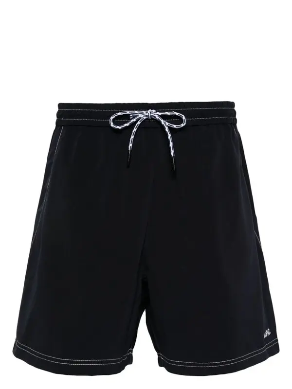 A.p.c. Logo-embroidered Swim Shorts - Blue