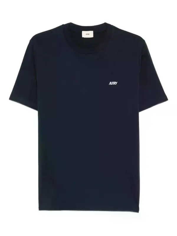 AUTRY Logo-appliqué Cotton T-shirt - Blue