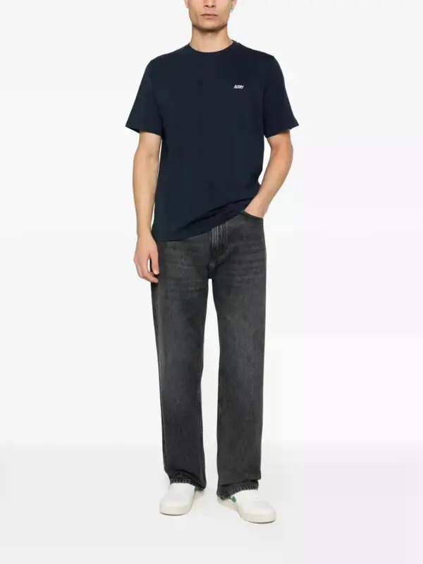AUTRY Logo-appliqué Cotton T-shirt - Blue
