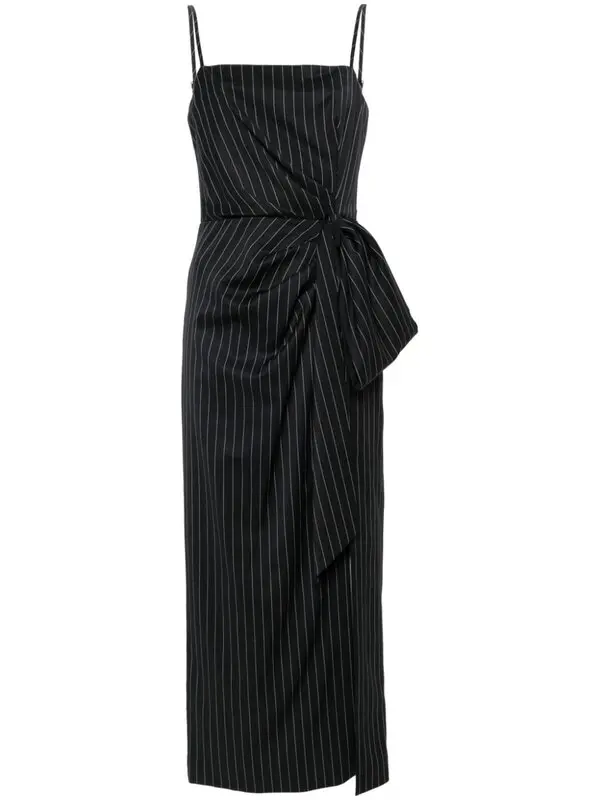 MSGM Pinstripe Knot Detail Midi Dress