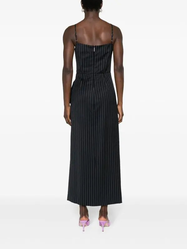 MSGM Pinstripe Knot Detail Midi Dress