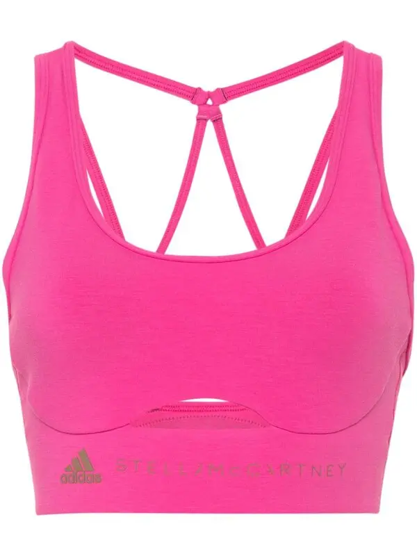 Adidas By Stella McCartney Logo-print Cut-out Top