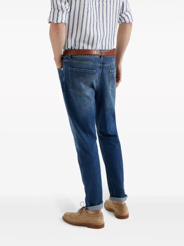 Brunello Cucinelli Straight-leg Distressed Jeans - Blue