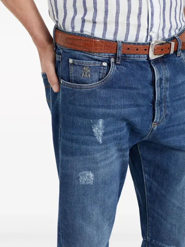 Brunello Cucinelli Straight-leg Distressed Jeans - Blue
