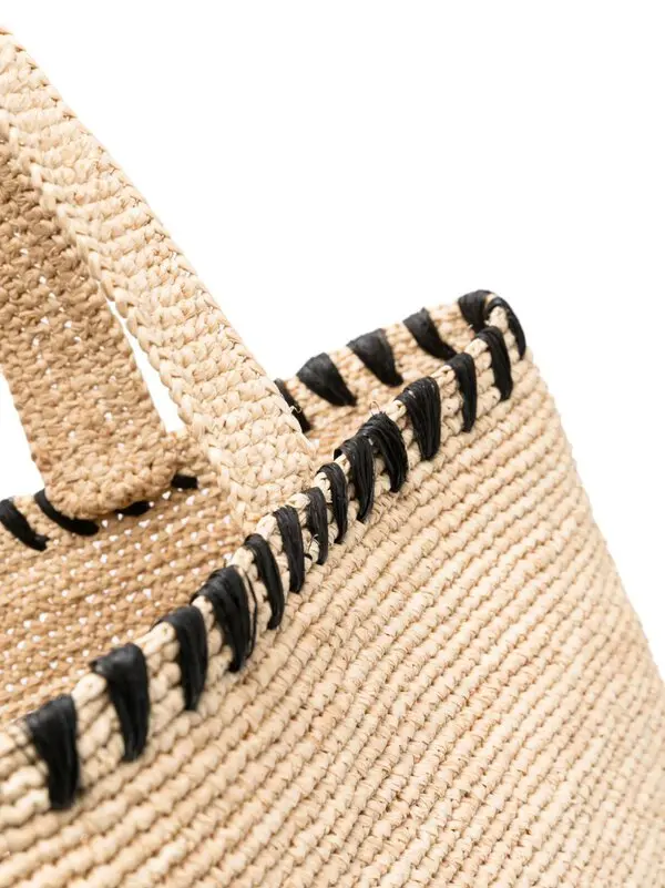 LANVIN Logo-embroidered Raffia Tote - Neutrals