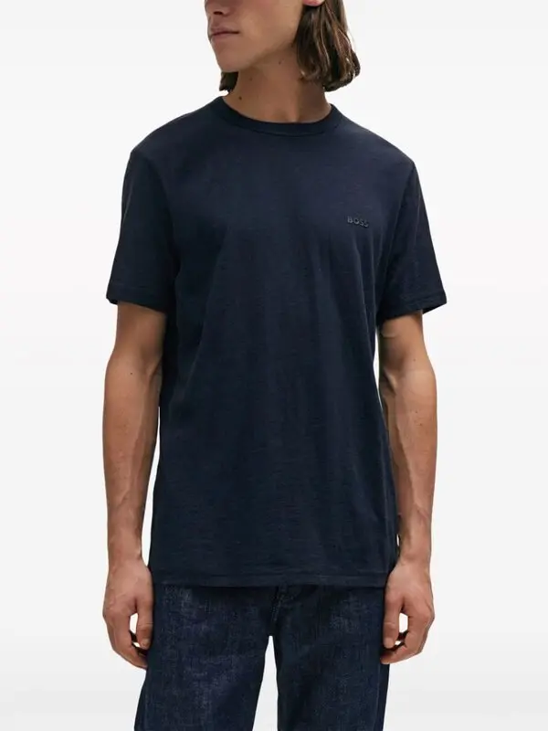 BOSS Logo-print Cotton T-shirt - Blue