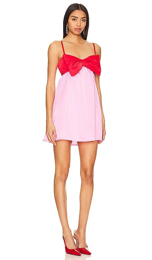 best bow dress in colorblock pink Best Bow Mini Dress