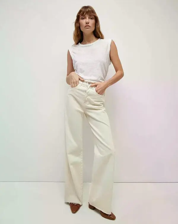 Veronica Beard Taylor Wide-leg Jean - Ecru