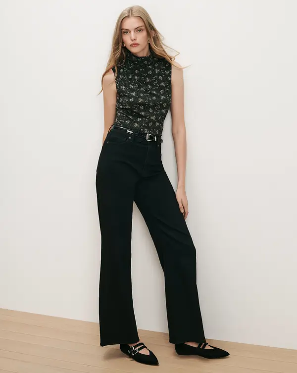 Veronica Beard Taylor Wide-leg Jean - Onyx