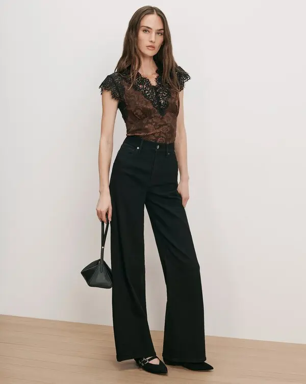 Veronica Beard Taylor Wide-leg Jean - Onyx