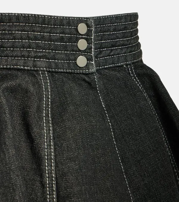 Alaïa Peplum Denim Mini Skirt With Belt