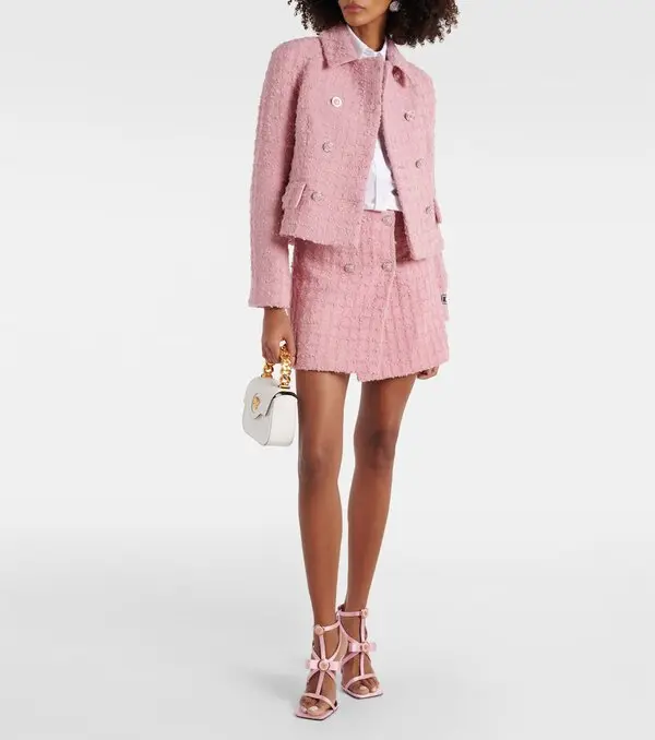 Versace Double-breasted Bouclé Tweed Jacket