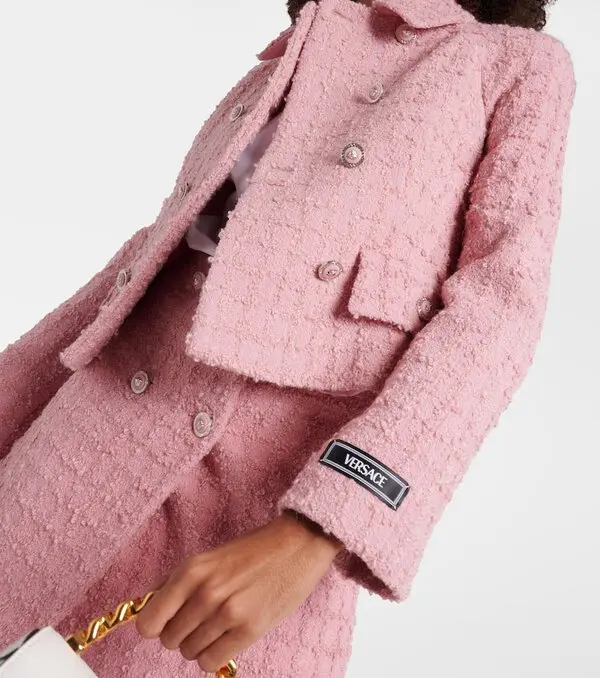 Versace Double-breasted Bouclé Tweed Jacket