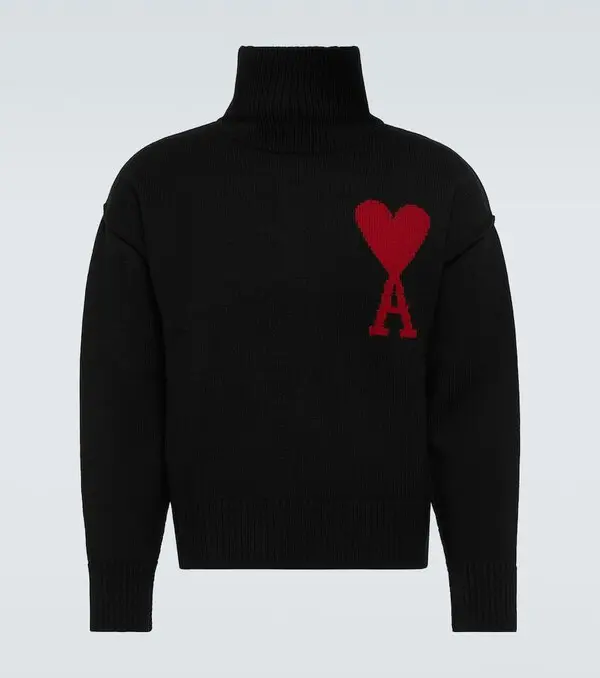 AMI Paris De Cœur Wool Turtleneck Sweater