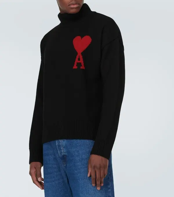 AMI Paris De Cœur Wool Turtleneck Sweater