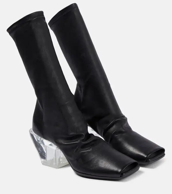 Rick Owens Stretch Leather Ankle Boots