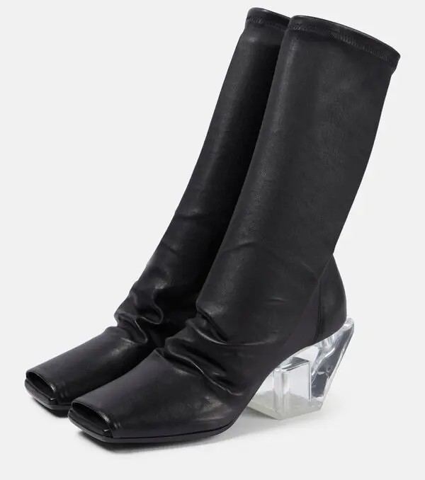 Rick Owens Stretch Leather Ankle Boots