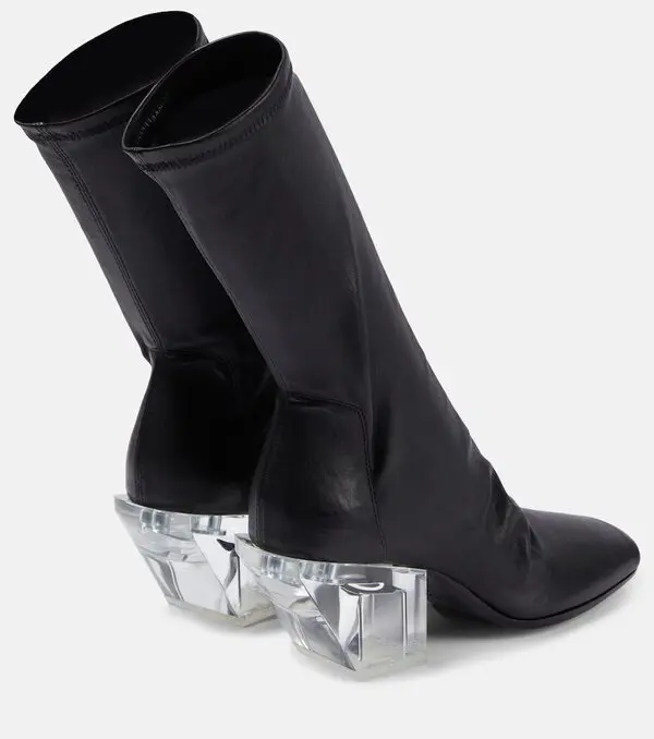 Rick Owens Stretch Leather Ankle Boots