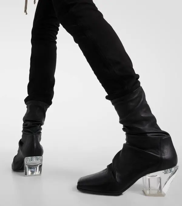 Rick Owens Stretch Leather Ankle Boots