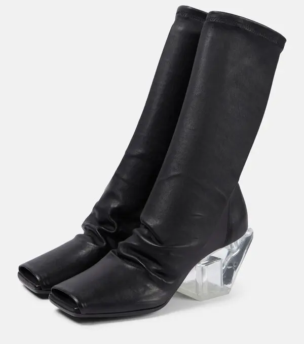 Rick Owens Stretch Leather Ankle Boots