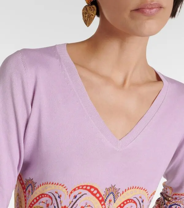 Etro Printed Silk-blend Sweater - Pink