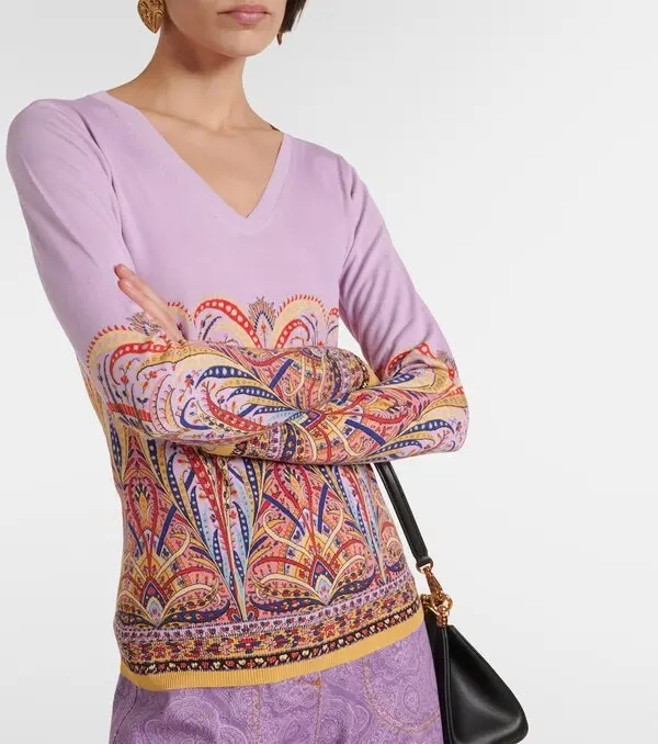 Etro Printed Silk-blend Sweater - Pink