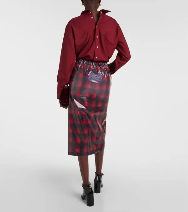 MAISON MARGIELA Checked Coated Wool Midi Skirt