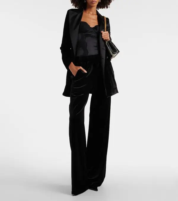 Dolce & Gabbana High-rise Velvet Wide-leg Trousers