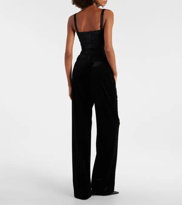 Dolce & Gabbana High-rise Velvet Wide-leg Trousers