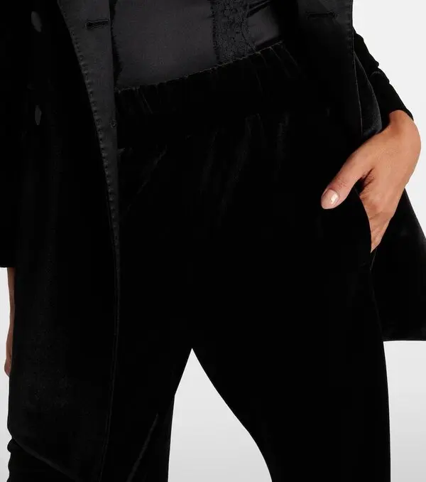 Dolce & Gabbana High-rise Velvet Wide-leg Trousers