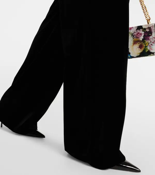 Dolce & Gabbana High-rise Velvet Wide-leg Trousers