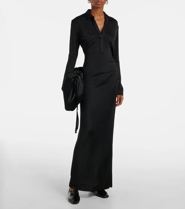 Tove Iana V-neck Maxi Dress In /grizzly - Black