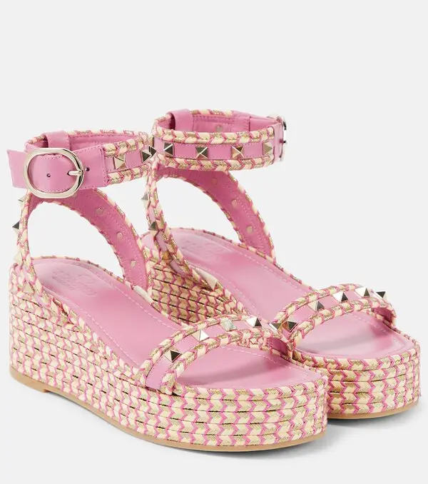 Valentino Garavani Rockstud Torchon Platform Espadrilles